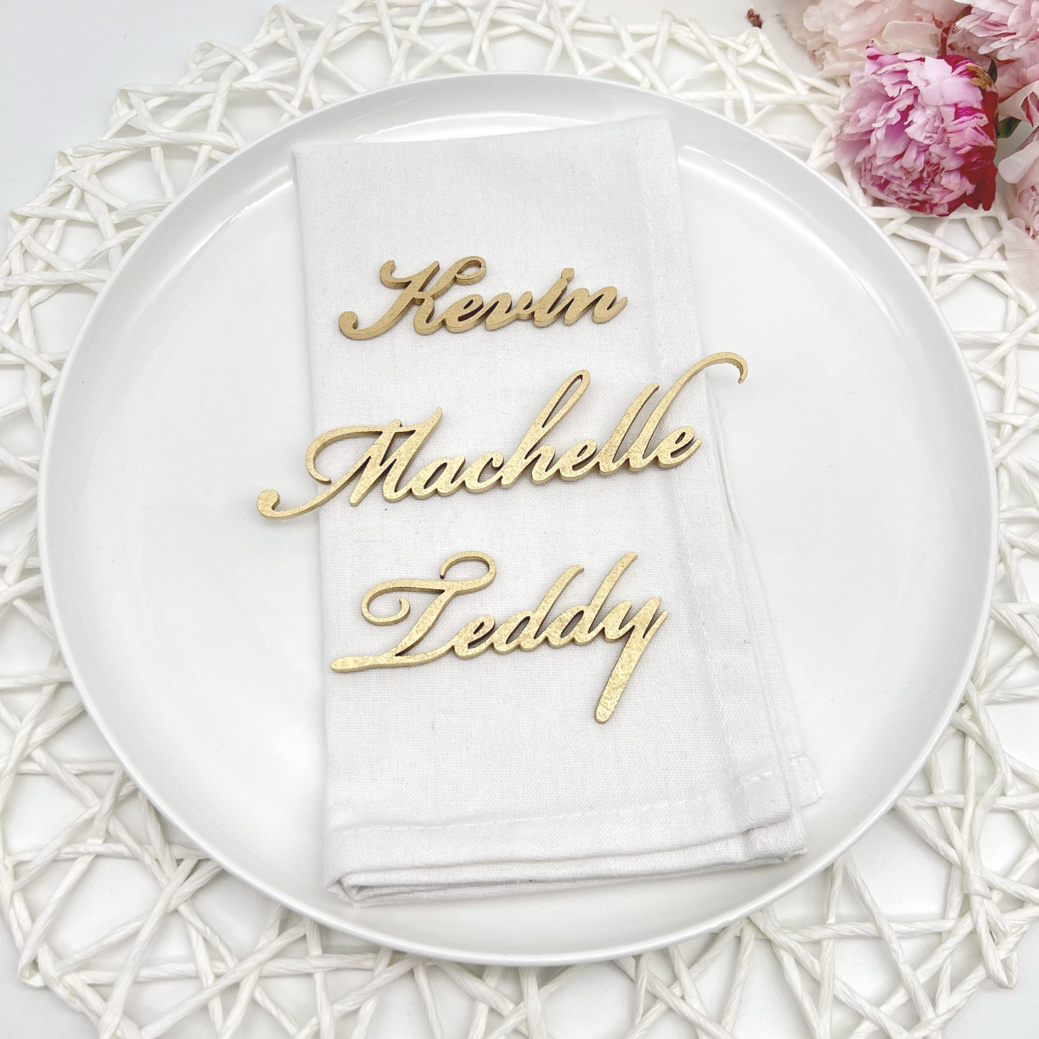 Acrylic and Wooden Wedding Place Card Signs – Personalized Laser-Cut ...